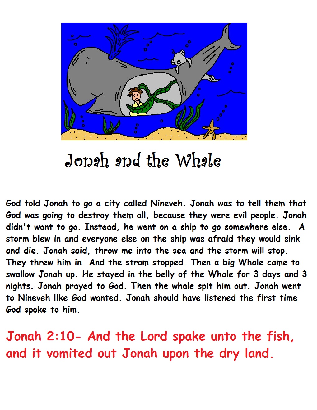 Jonah And The Whale Sunday School Lesson Jonah And The Whale Sunday School Lesson